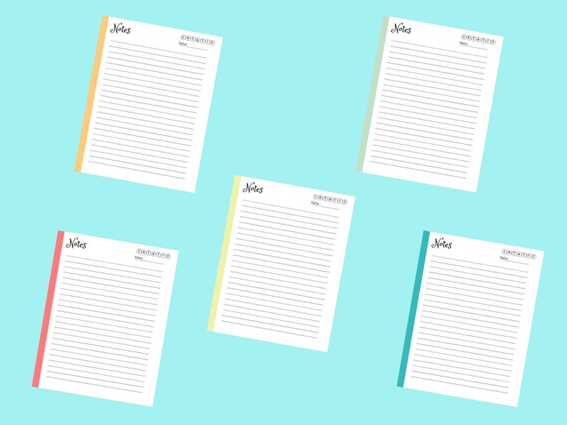 Colorful Printable Lined Notes, Printable Notes Page/sheet, Notes ...