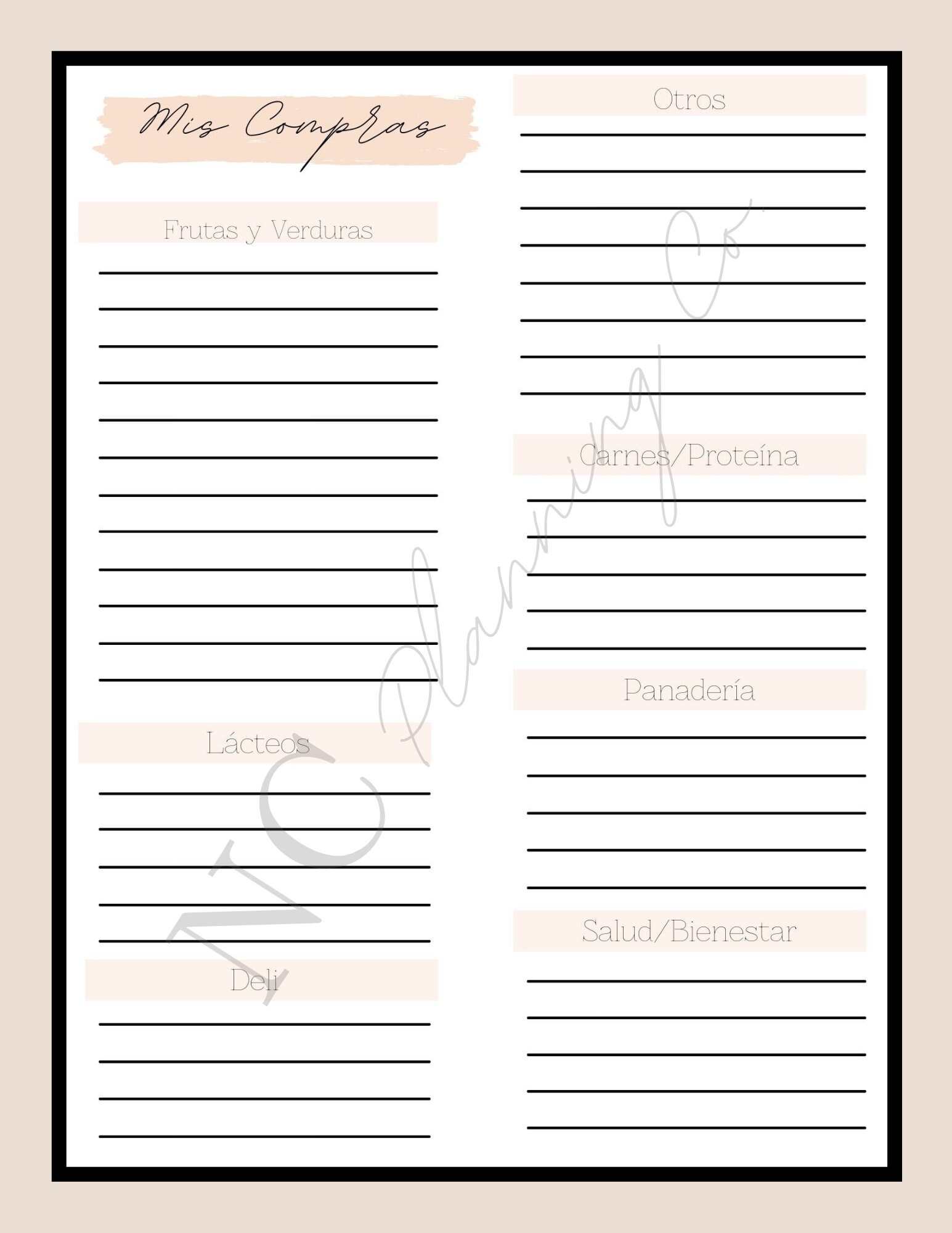 Lista De Compras Imprimible Descarga Instantánea Grocery List En ...