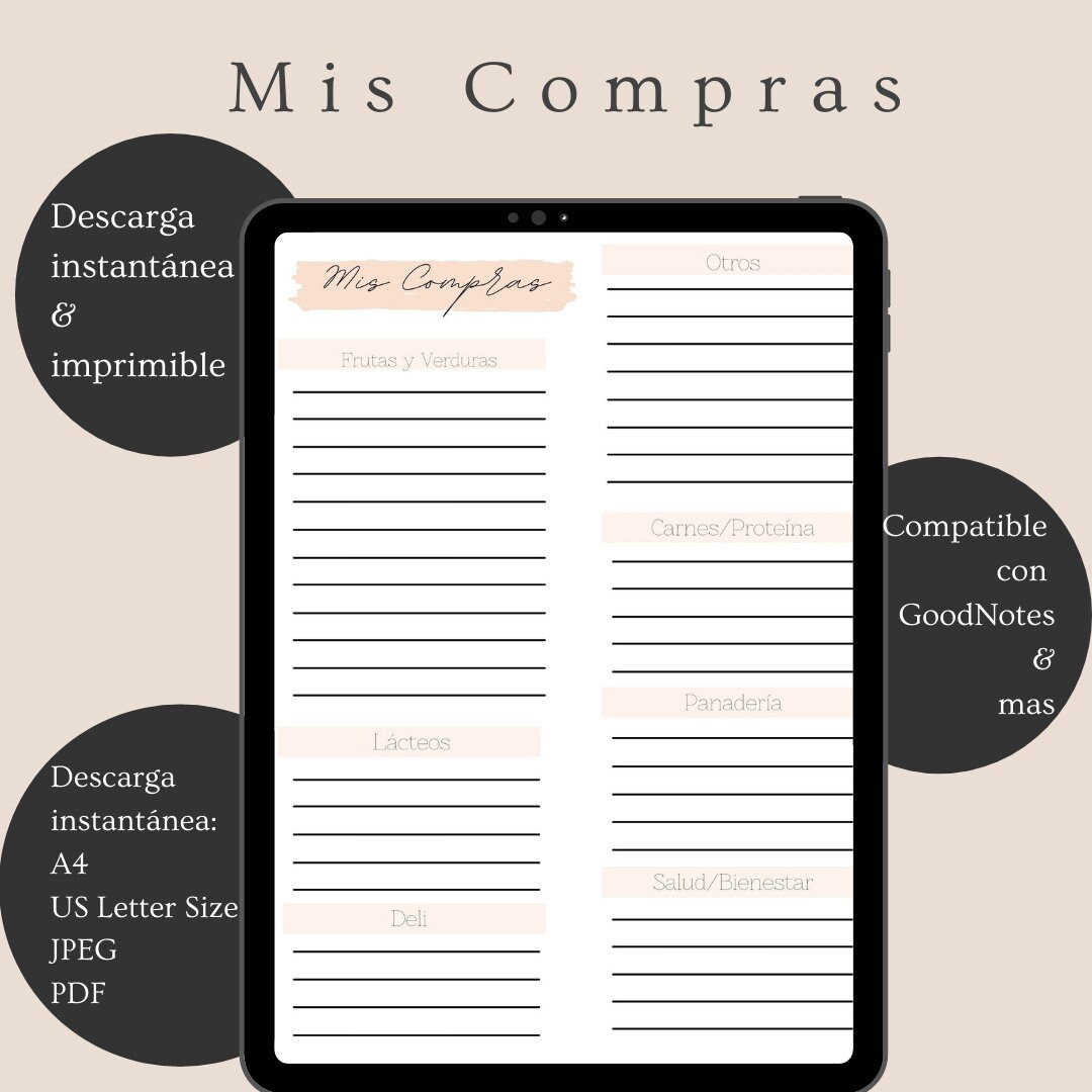 Lista De Compras Imprimible Descarga Instantánea Grocery List En ...