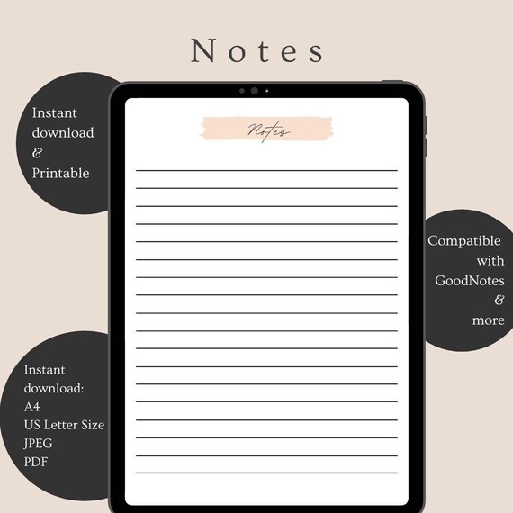 Notes Page Printable Downloadable Planning Organize | Etsy