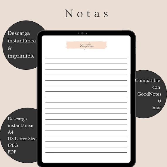 Notas Pagina De Notas Imprimible Descarga Instantánea - Etsy