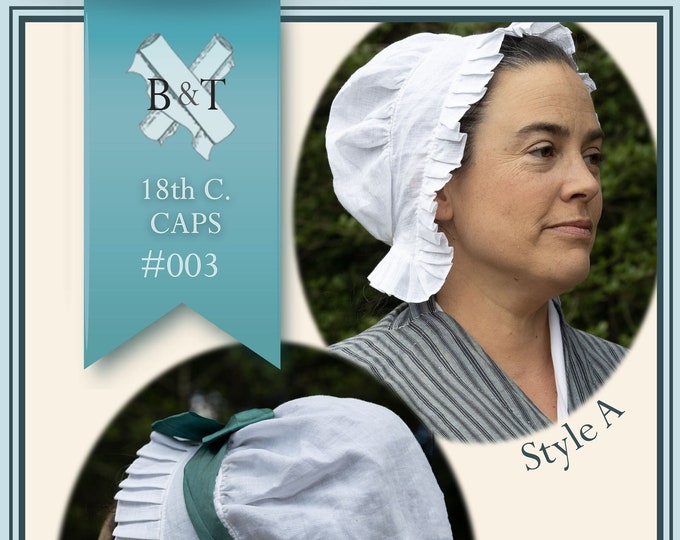 E-PATTERN bess Cap 1770s G105C 18th Century Millinery Simple Cap ...