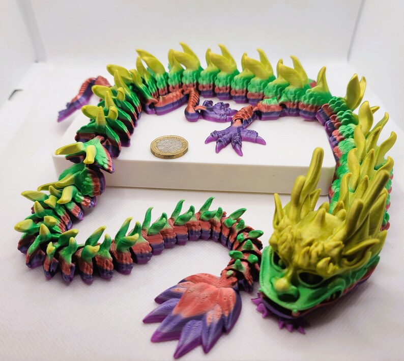 Flexible Dragon Toy - Articulated Figurine - Sustainable Bio-plastic ...