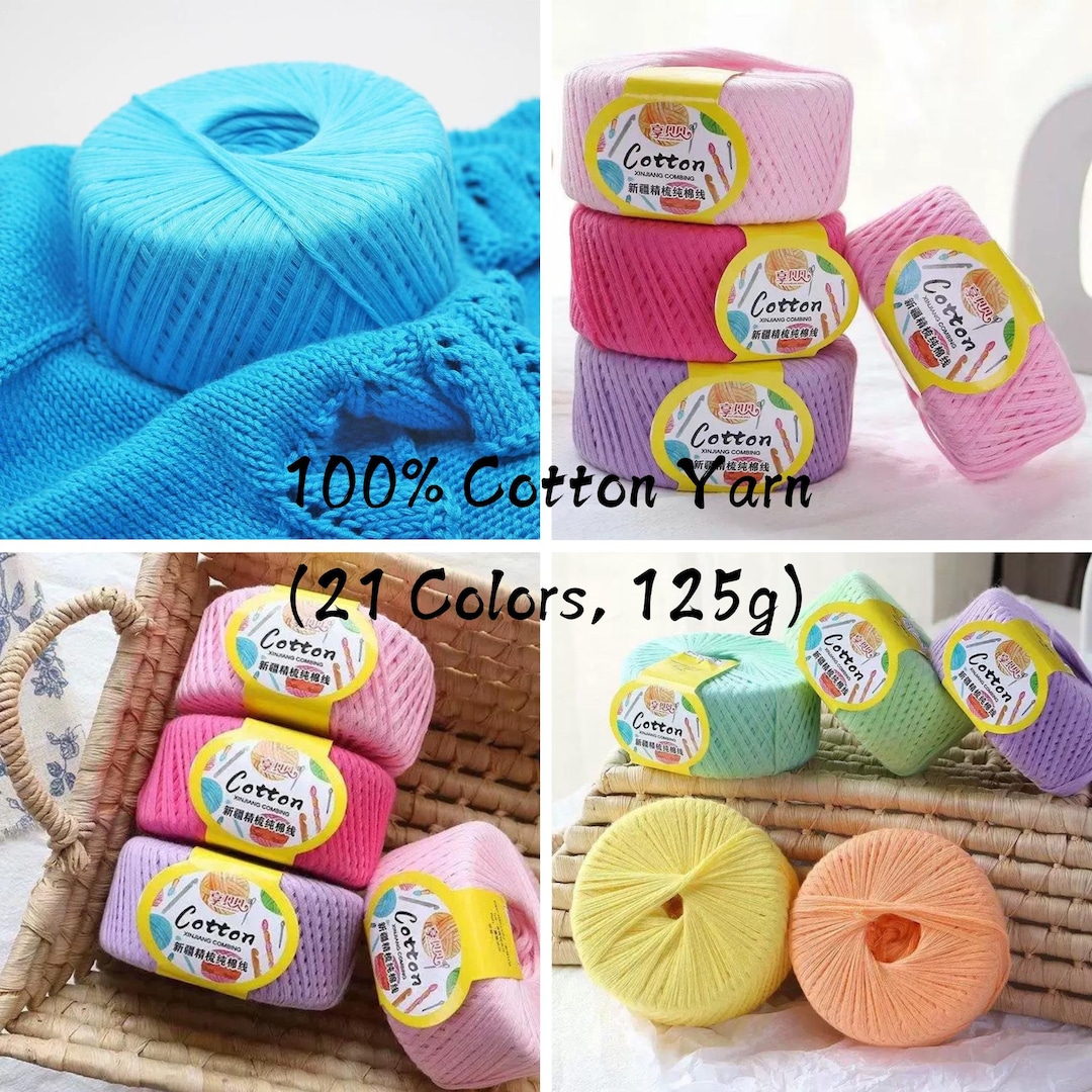 The 100% Cotton Yarn (125g) - Soft Cotton Yarn for Crocheting and ...