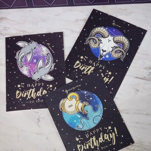 12 Zodiac Constellation Birthday Card Set or Individual Cards ...