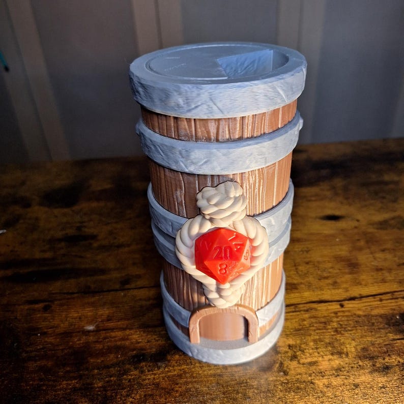 Keg of Fate Dice Tower – Barrel-style Twist Lock Dice Holder - Etsy