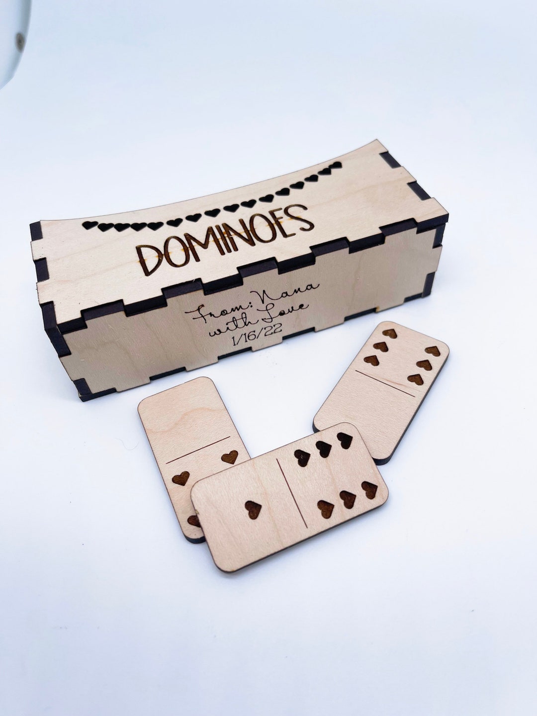 Valentines Heart Wooden Laser Engraved Dominoes 28 Pc Set - Etsy