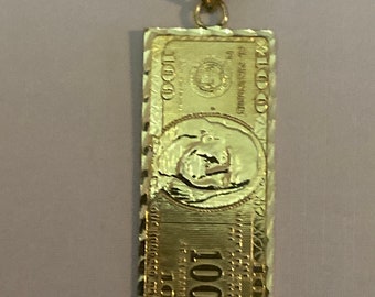 100 Dollar Bill Gold Pendant | Etsy