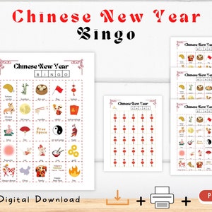 Printable Bingo Packet, Chinese New Year Bingo, Bingo Card for Kids ...