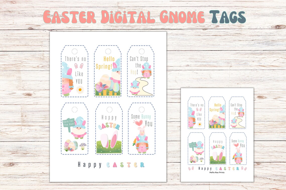 Easter Gnome Gift Tag, Printable Gift Tag, Bunny Label, Easter Favor ...