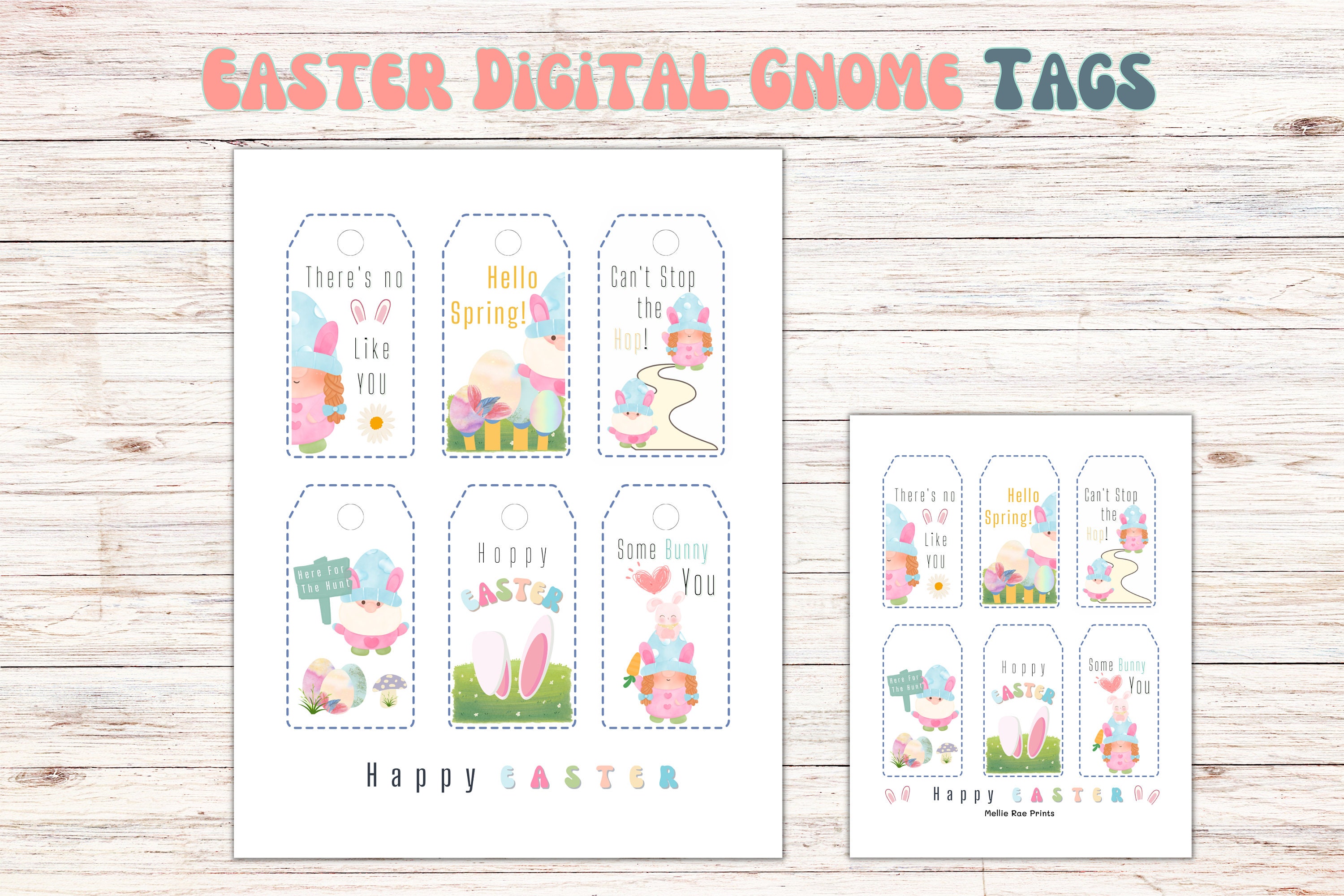 Easter Gnome Gift Tag, Printable Gift Tag, Bunny Label, Easter Favor ...