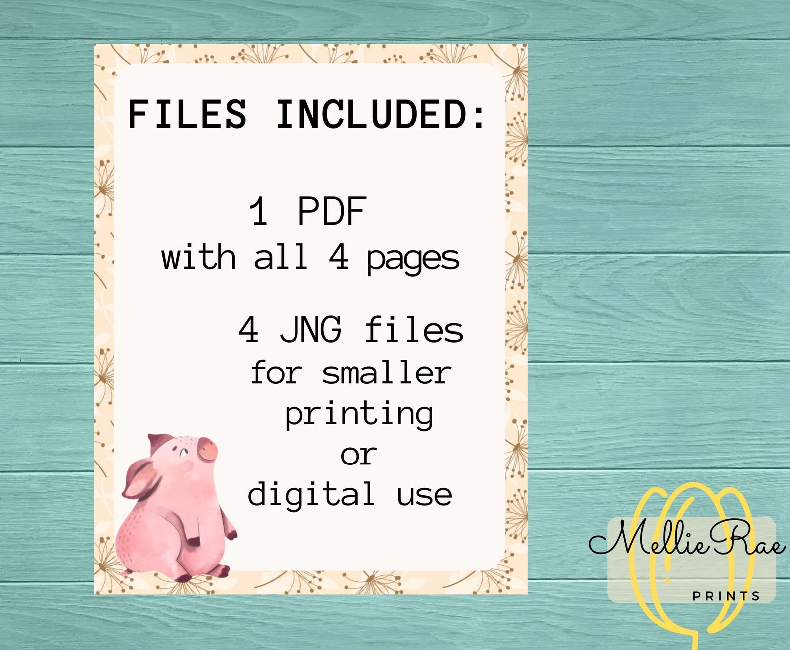 Farmhouse Pig Stationery, Rustic Printable Note Cards (digital Download ...