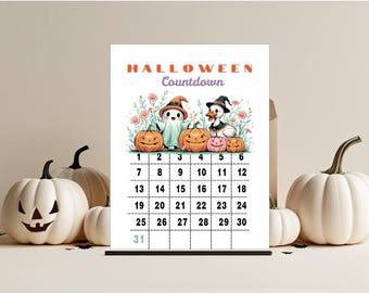 Watercolor Halloween Countdown Calendar: Spooky Goose & Ghost (digital ...