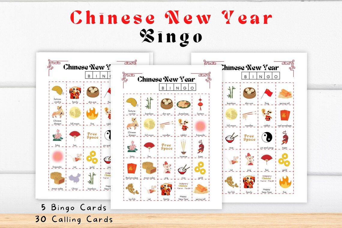 Printable Bingo Packet, Chinese New Year Bingo, Bingo Card for Kids ...