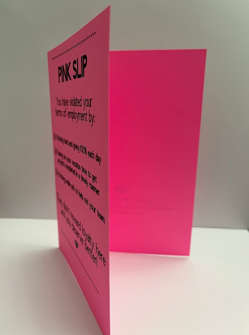 Personalized Hand Made Sympathy Card/ Pink Slip Card/ Layoff Card/ Job ...