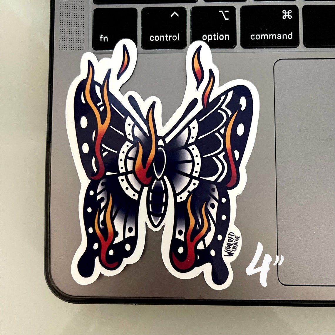 Flaming Butterfly Tattoo Style Sticker - Etsy