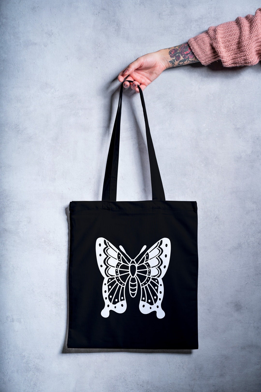 Butterfly Tote Bag Tattoo Flash Tote Bag - Etsy