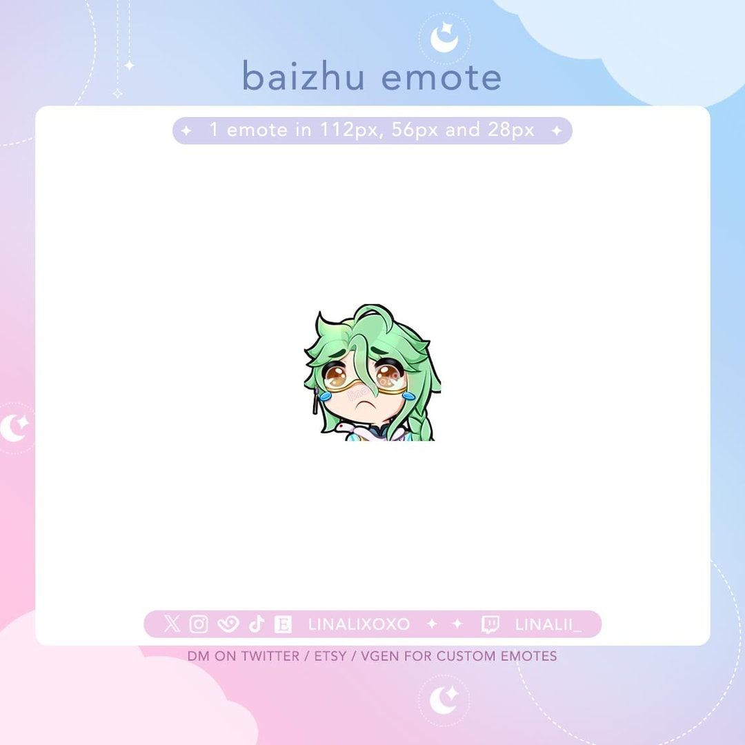 Sad Cry Upset Genshin Impact Baizhu Emote | Cute Chibi Twitch Streamer ...