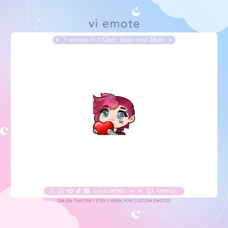 Love Heart Arcane League of Legends Vi Emote | Cute Chibi Twitch ...