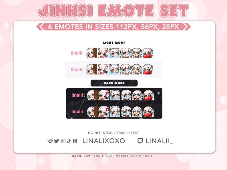 Wuthering Waves Jinhsi Emote Set Pack | Cute Chibi Twitch Streamer ...