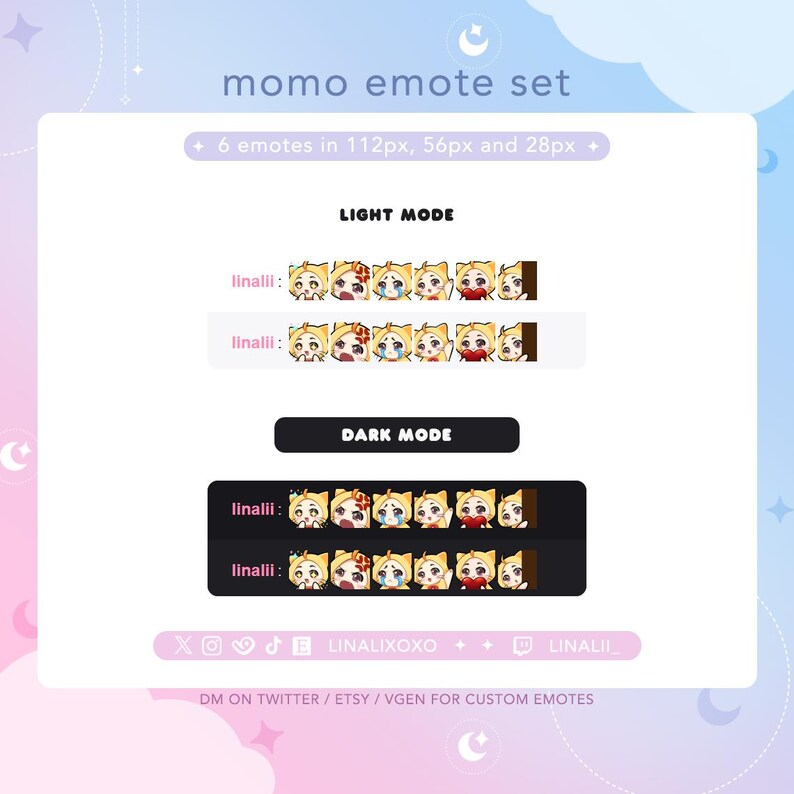 Infinity Nikki Momo Emote Set Pack | Cute Chibi Twitch Streamer Discord ...