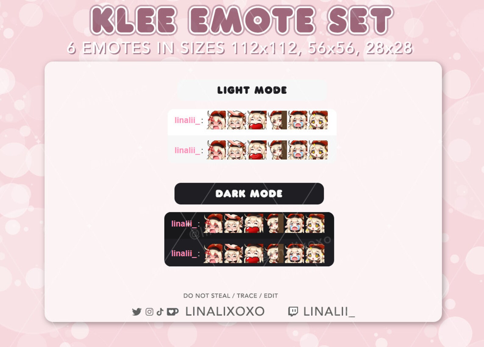 Genshin Impact Klee Emote Set Pack Cute Chibi Twitch Streamer Discord ...