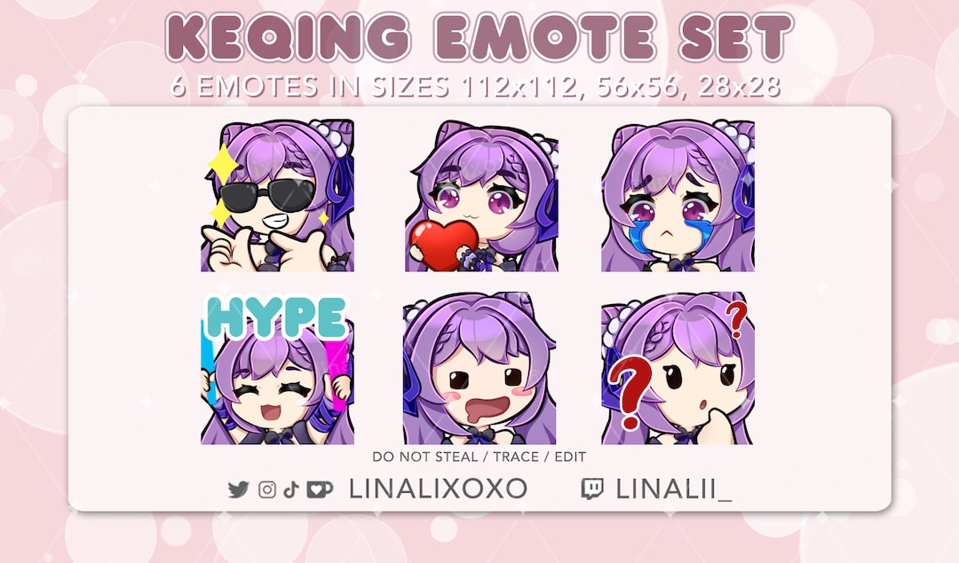Genshin Impact Keqing Emote Set Pack 2 Cute Chibi Twitch Streamer ...