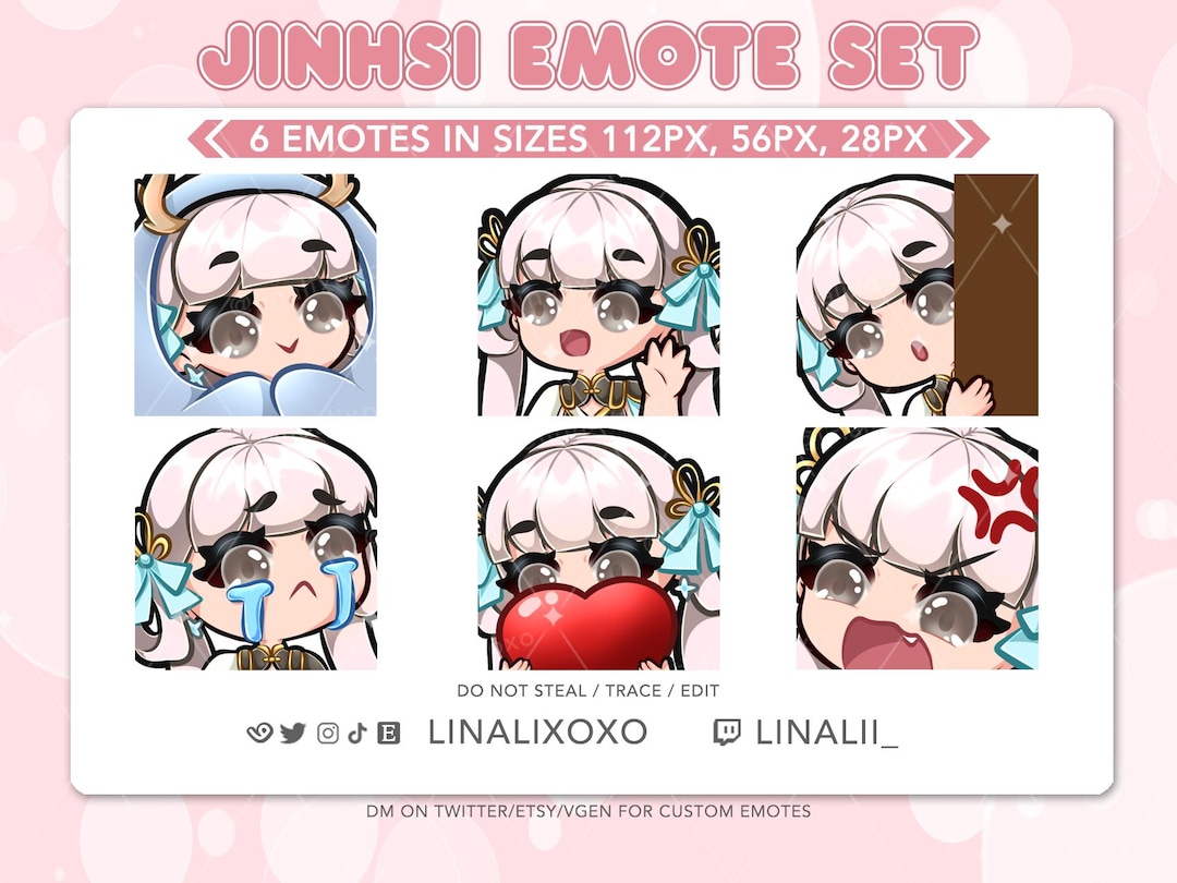 Wuthering Waves Jinhsi Emote Set Pack | Cute Chibi Twitch Streamer ...