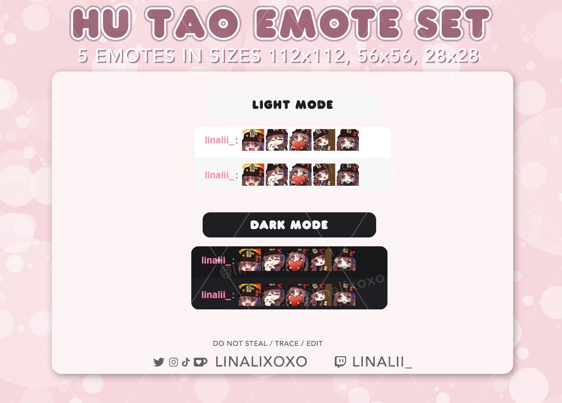 Genshin Impact Hu Tao Emote Set Pack Cute Chibi Twitch Streamer Discord ...