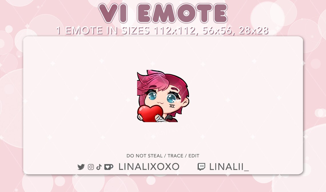 Love Heart Arcane League of Legends Vi Emote Cute Chibi Twitch Streamer ...