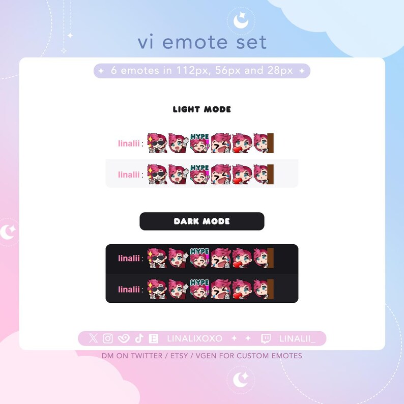 Arcane League of Legends Vi Emote Set Pack | Cute Chibi Twitch Streamer ...