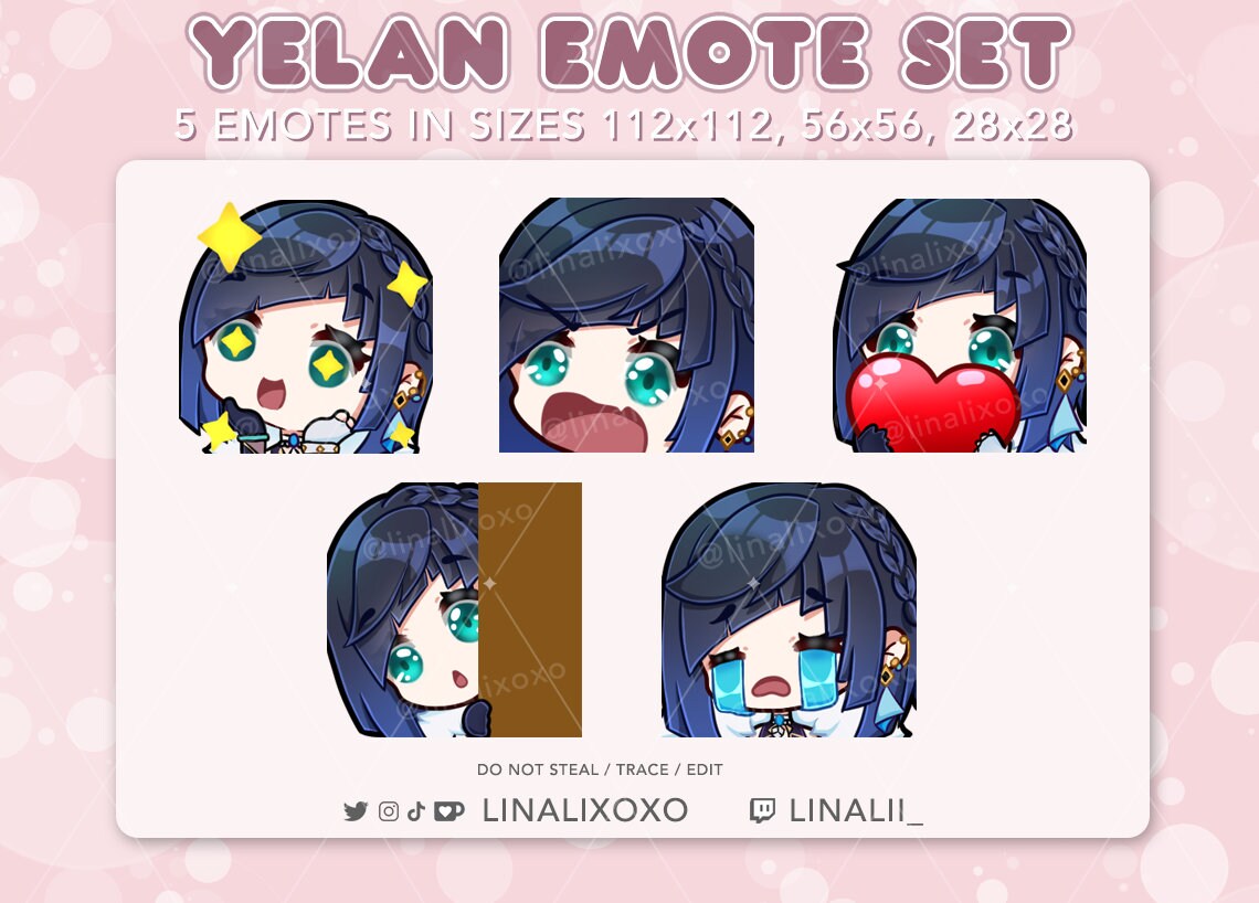 Genshin Impact Yelan Emote Set Pack Cute Chibi Twitch - Etsy Finland