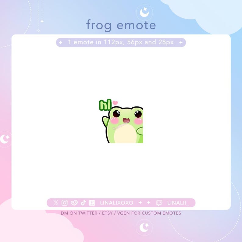 Hi Wave Cute Frog Emote | Cute Chibi Twitch Streamer Discord Emotes - Etsy