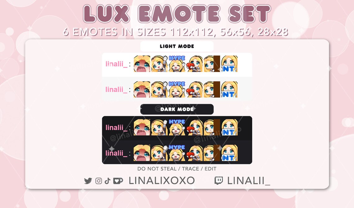 Lol League of Legends Lux Emote Set Pack | Cute Chibi Twitch Streamer ...