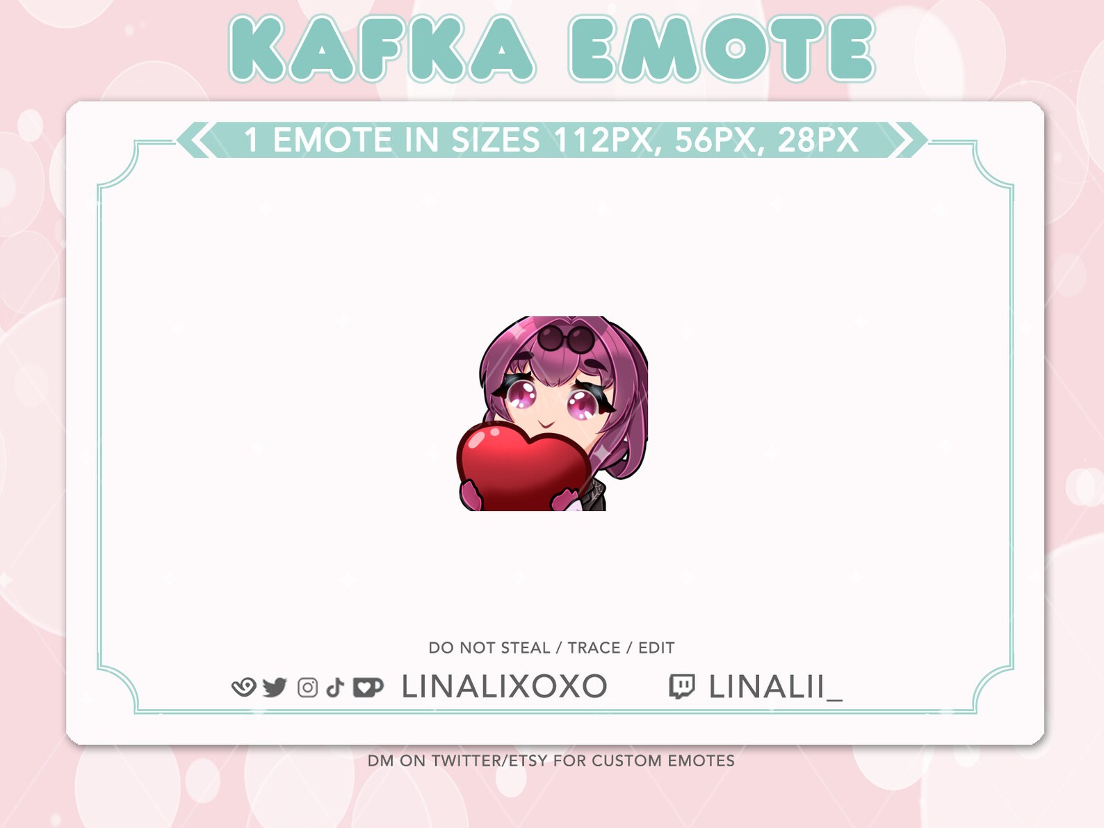 Love Heart Honkai Star Rail Kafka Emote | Cute Chibi Twitch Streamer ...