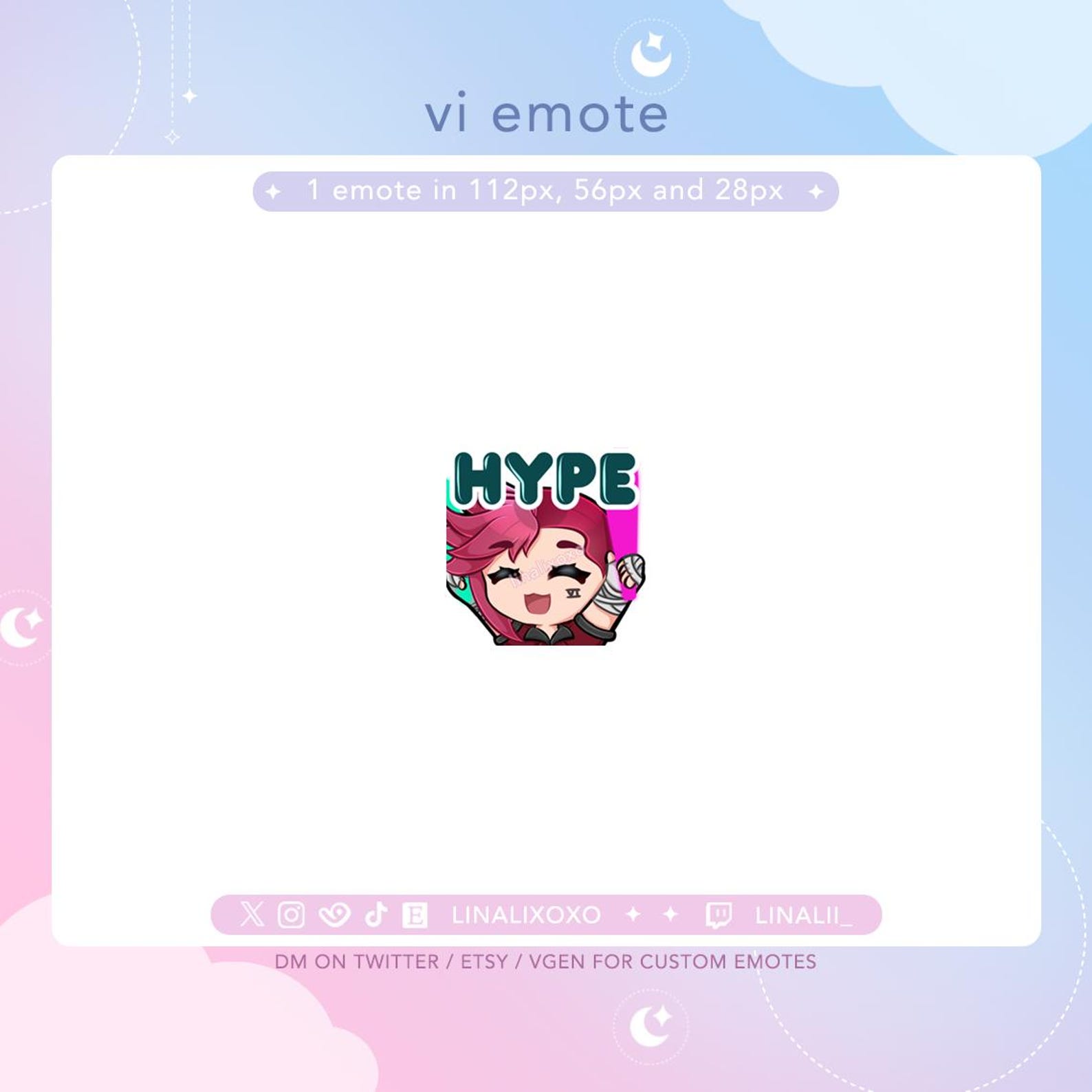 Hype Celebrate Yay Arcane League of Legends Vi Emote | Cute Chibi ...