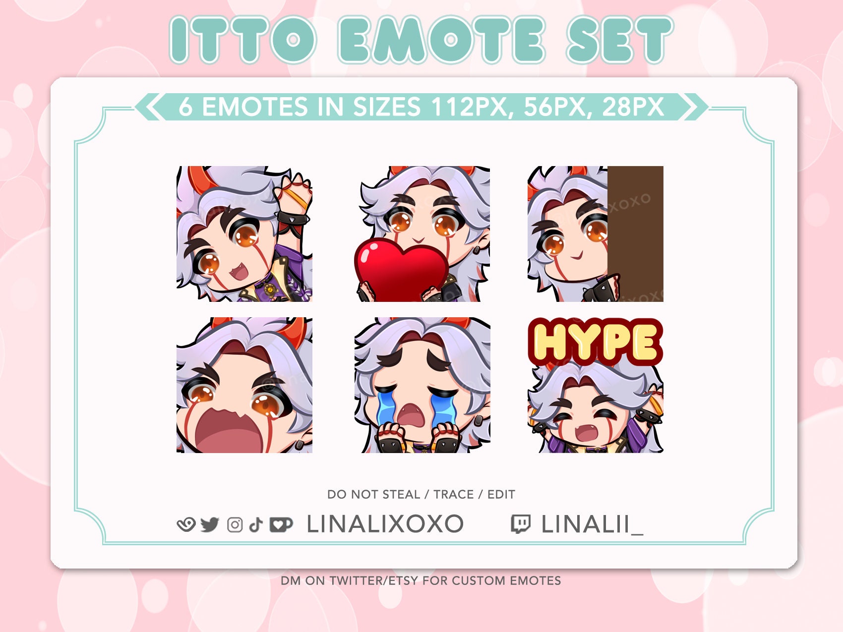 Genshin Impact Arataki Itto Emote Set Pack Cute Chibi Twitch Streamer ...