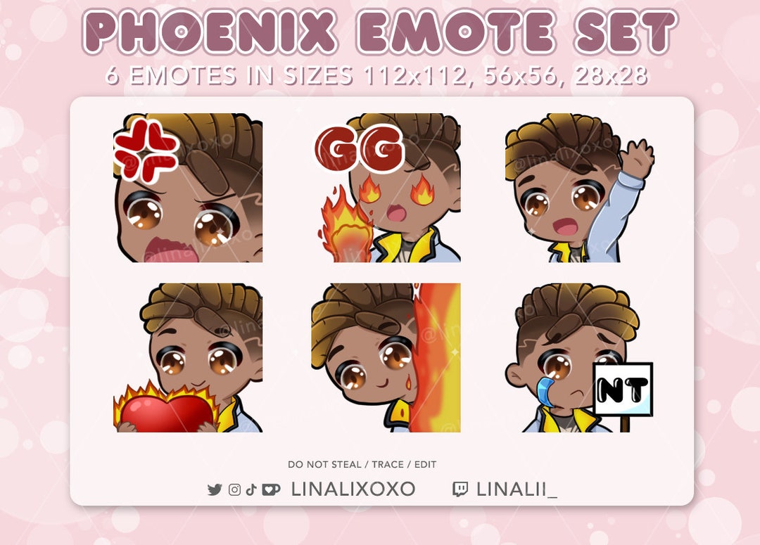 Valorant Phoenix Emote Set Pack | Cute Chibi Twitch Streamer Discord ...