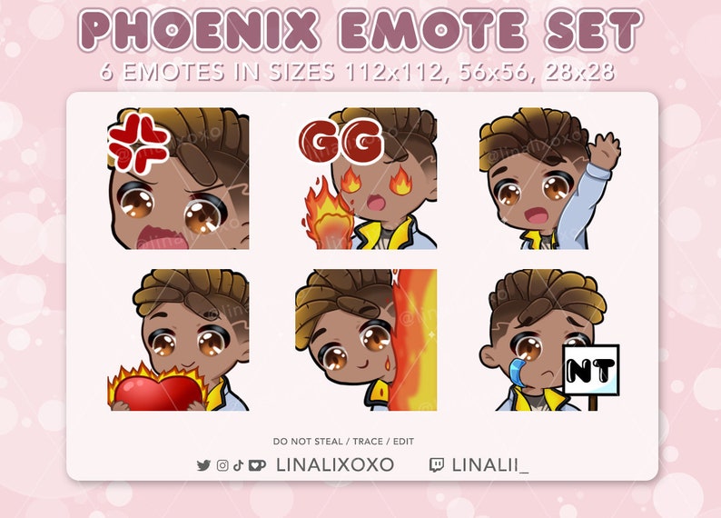 Valorant Phoenix Emote Set Pack Cute Chibi Twitch Streamer Discord ...