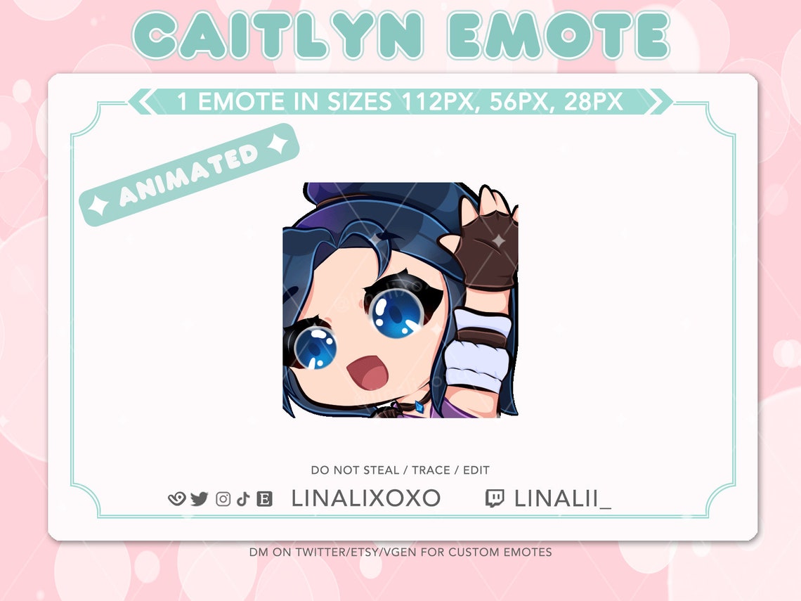 Animated Hi Wave Waving Hello Arcane League of Legends Caitlyn Emote ...