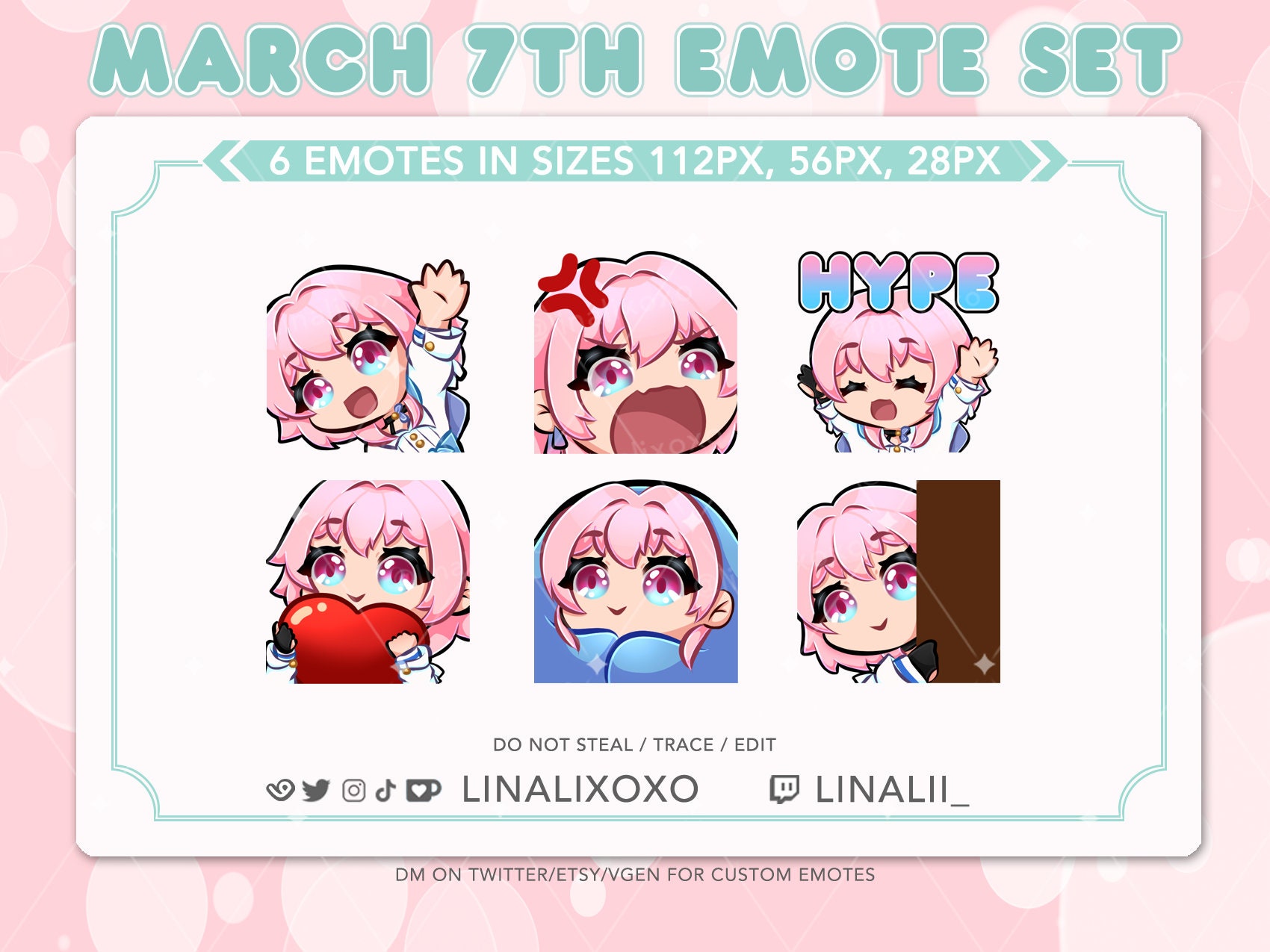 Honkai Star Rail March 7th Emote Set Pack | Cute Chibi Twitch Streamer ...