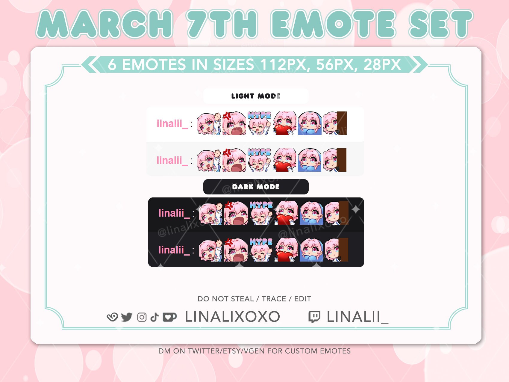 Honkai Star Rail March 7th Emote Set Pack | Cute Chibi Twitch Streamer ...
