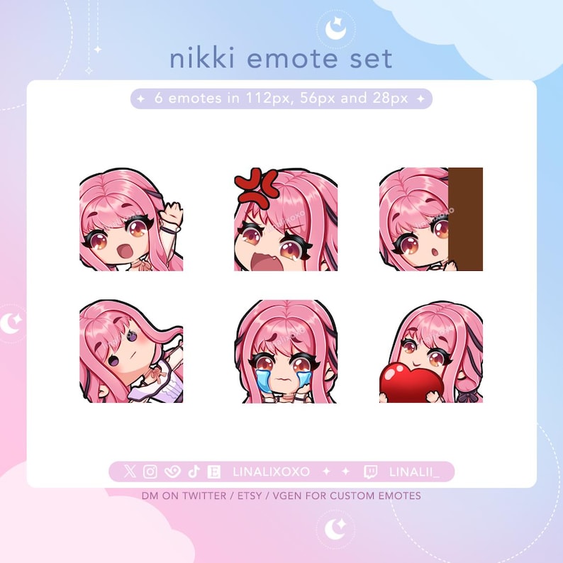 Infinity Nikki Nikki Emote Set Pack | Cute Chibi Twitch Streamer ...