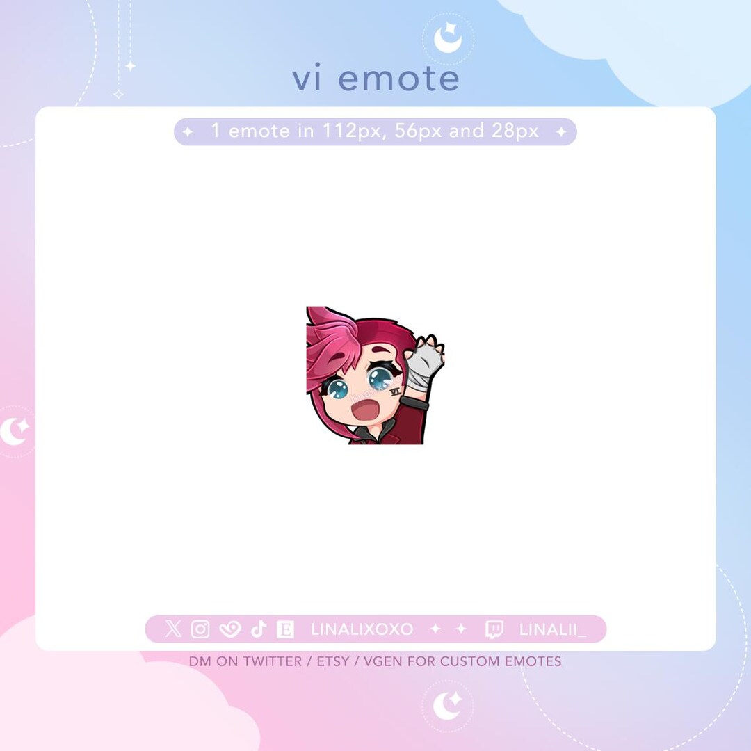 Hi Wave Hello Arcane League of Legends Vi Emote | Cute Chibi Twitch ...