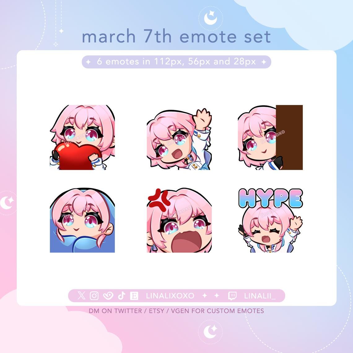 Honkai Star Rail March 7th Emote Set Pack | Cute Chibi Twitch Streamer ...