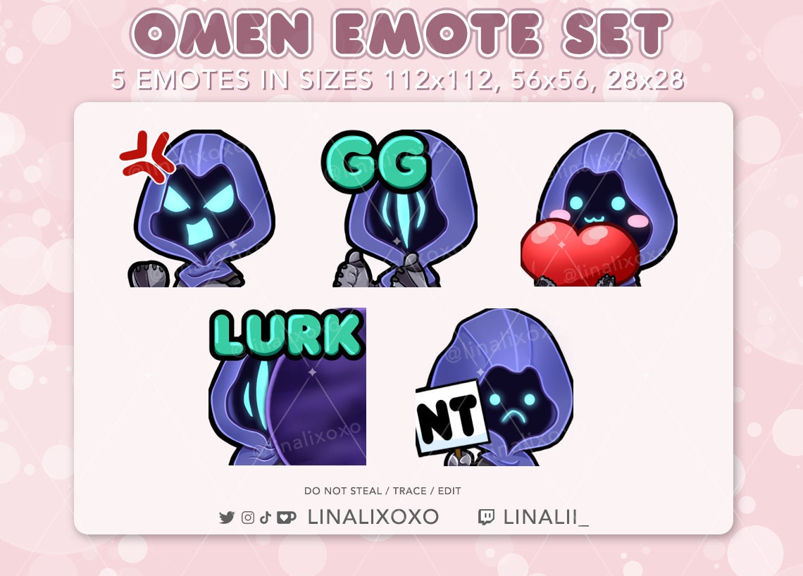Valorant Omen Emote Set Pack Cute Chibi Twitch Streamer Discord Emotes ...