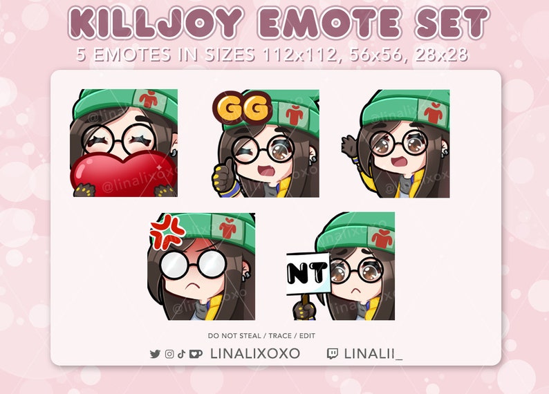 Valorant Killjoy Emote Set KJ | Cute Chibi Twitch Streamer Discord - Etsy