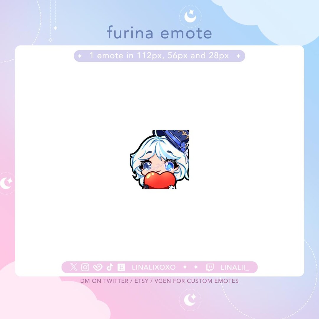 Love Heart Genshin Impact Furina Emote | Cute Chibi Twitch Streamer ...