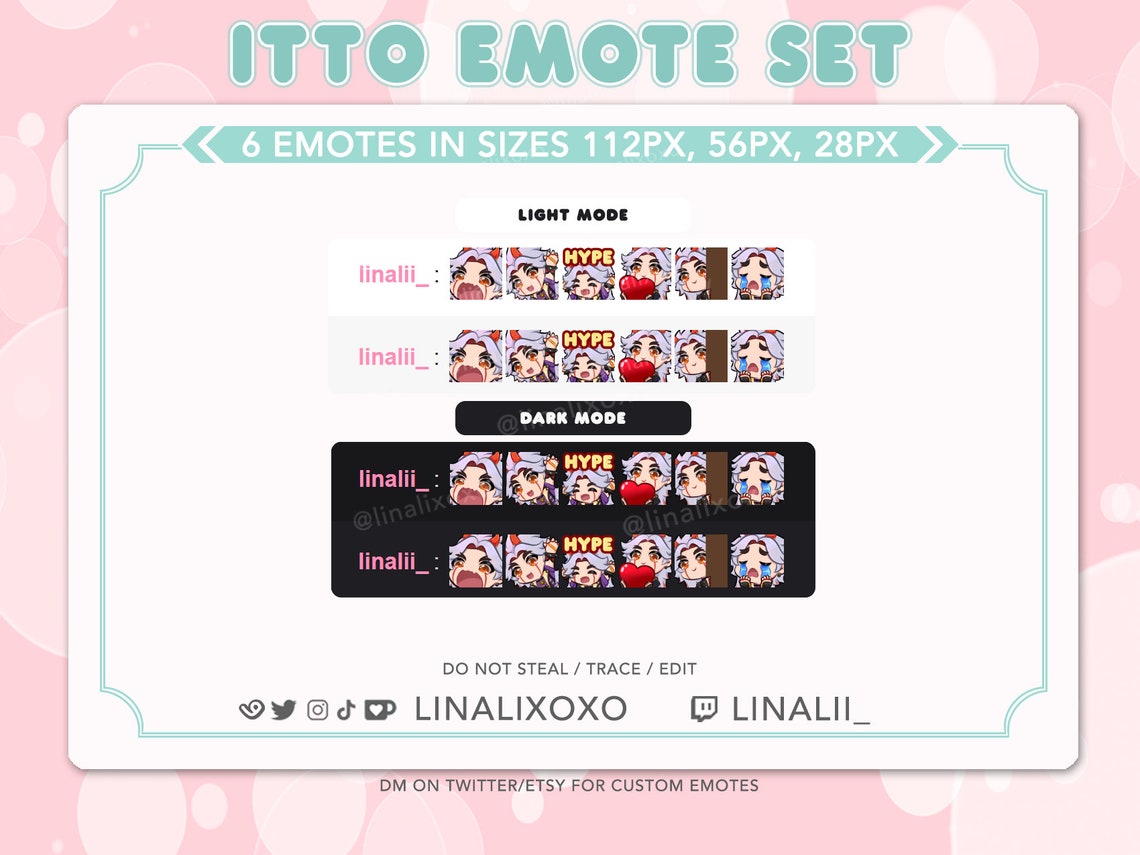 Genshin Impact Arataki Itto Emote Set Pack Cute Chibi Twitch Streamer ...