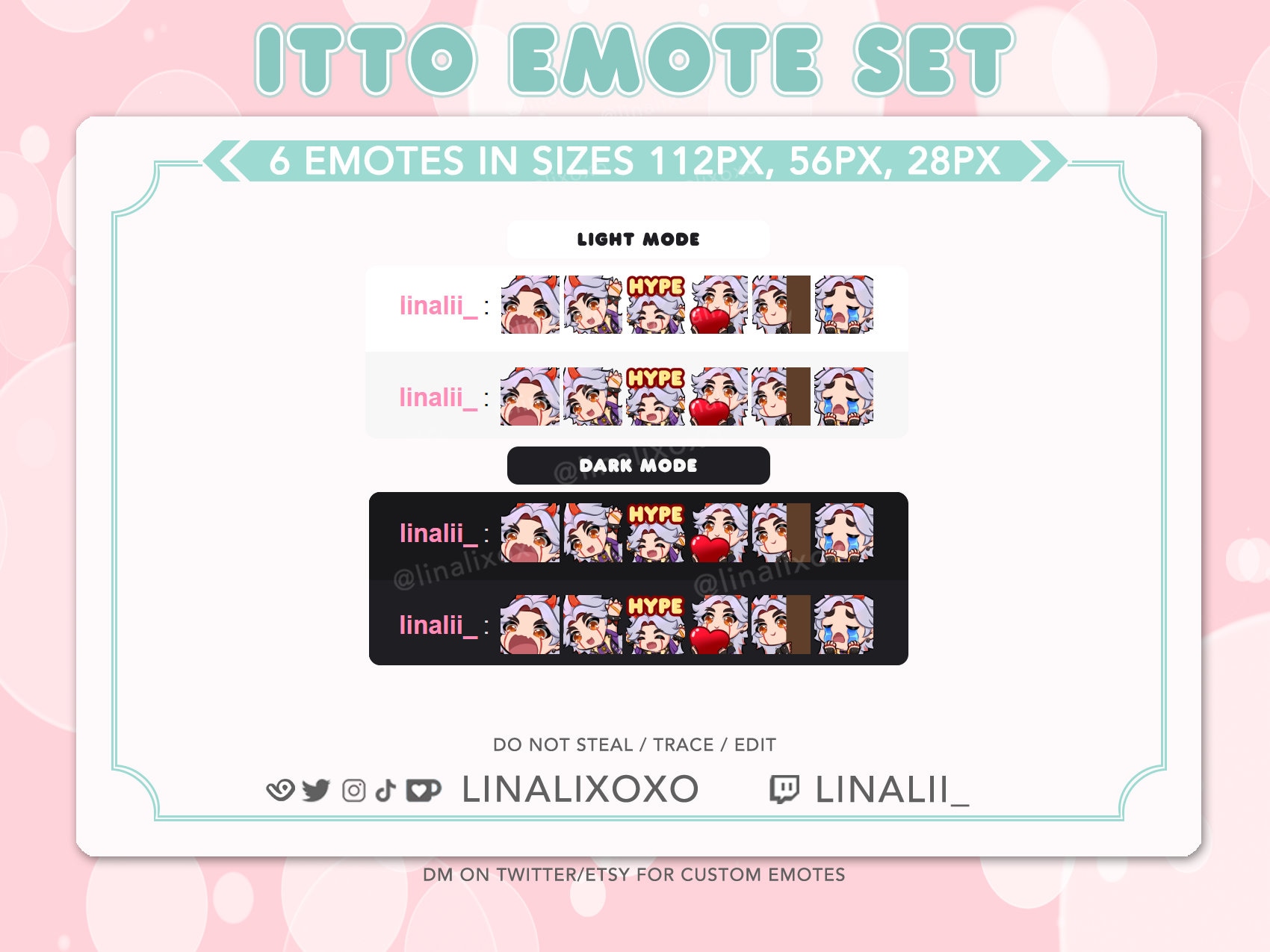 Genshin Impact Arataki Itto Emote Set Pack Cute Chibi Twitch Streamer ...